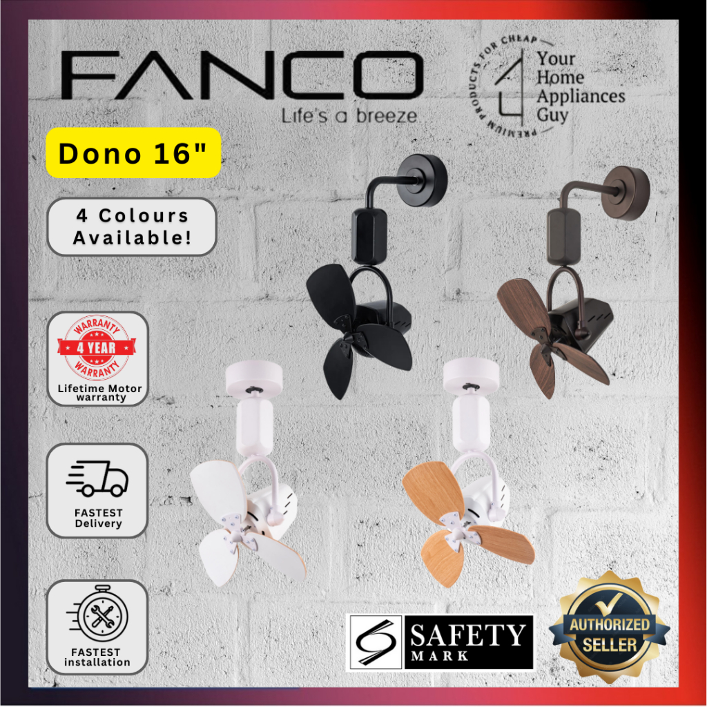 FANCO DONO 16" Corner/Wall Fan With Remote Control | Installation Av ...