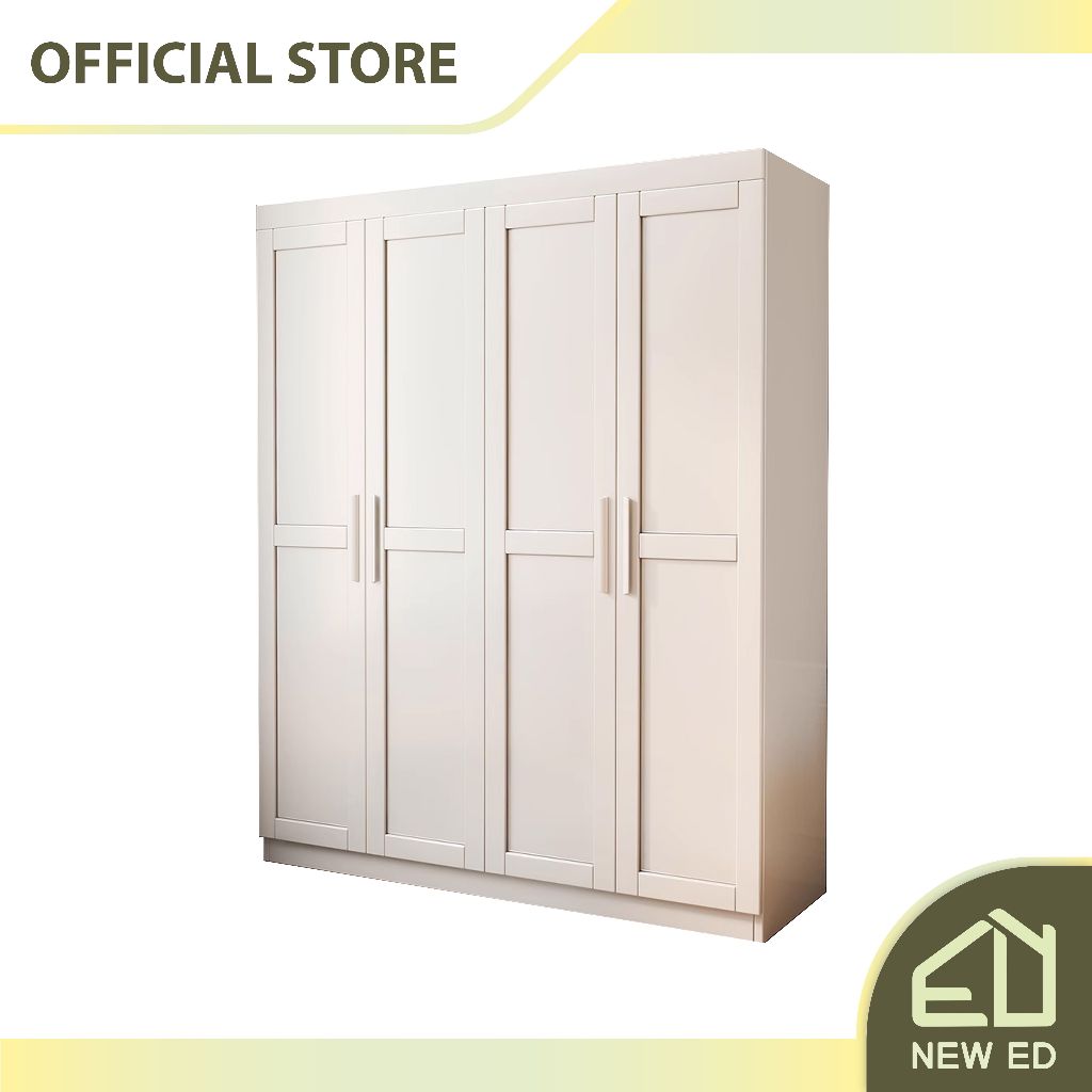 Newed Bedroom Simple Solid Wood Four Door Wardrobe 160cm | Shopee Singapore