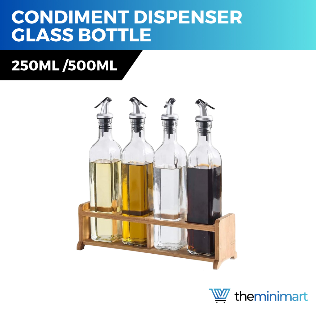Condiment Dispenser Glass Bottle Oil Vinegar Leak Proof Seasoning ...