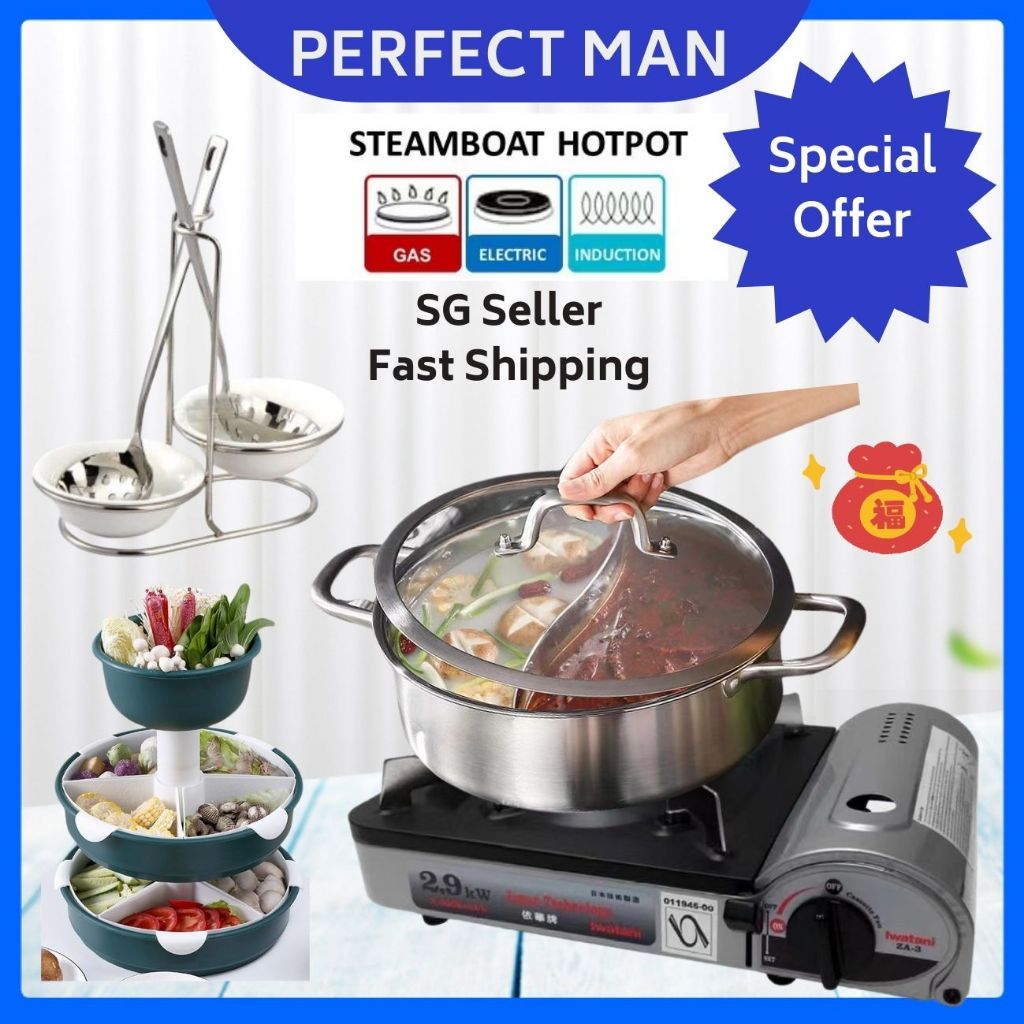 PM - 304-grade Stainless Steel Yuan Yang Dual Hotpot Shabu Steambot Pot ...