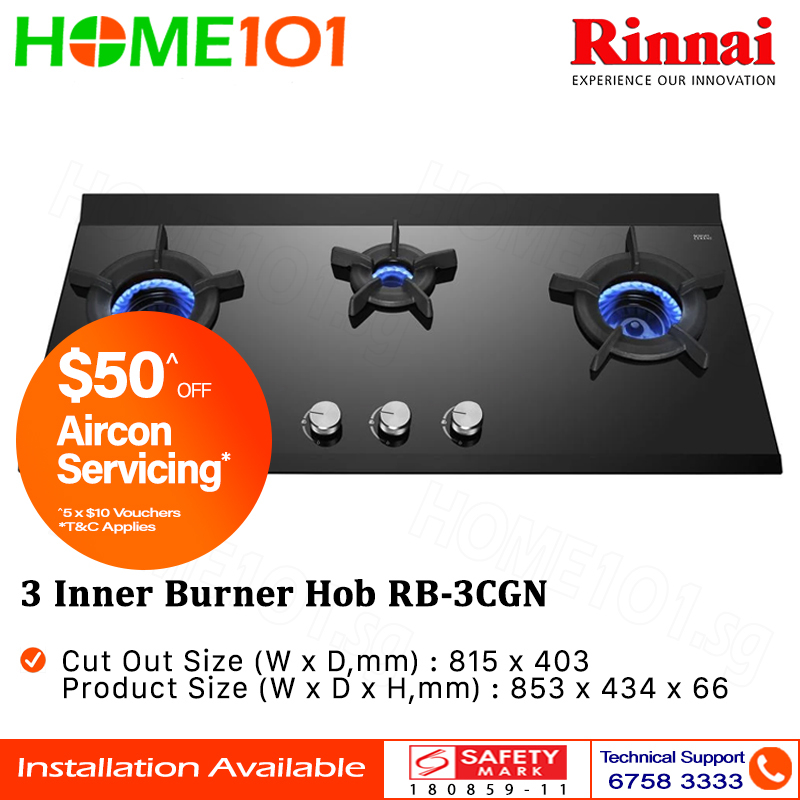 Rinnai 3 Inner Burner Hob RB-3CGN - LPG / PUB | Shopee Singapore