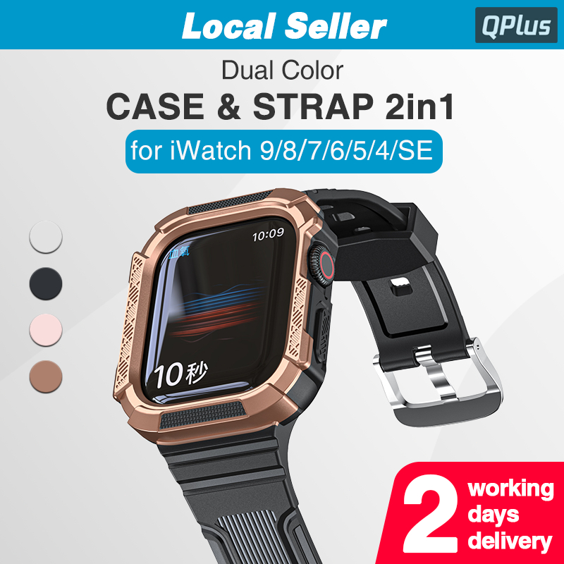 [SG] Stylish Dual Color Case and Strap 2in1 for iWatch Series 9 /8 /7 ...