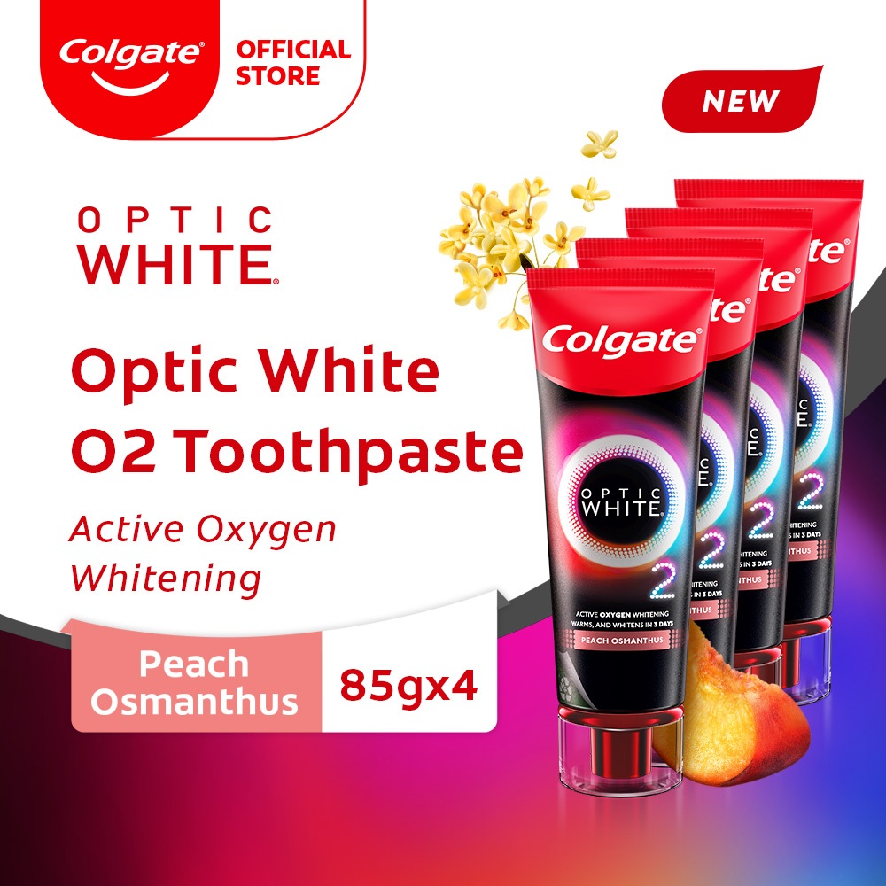 Colgate Optic White O2 Peach Osmanthus 85g Toothpaste [Bundle of 4 ...