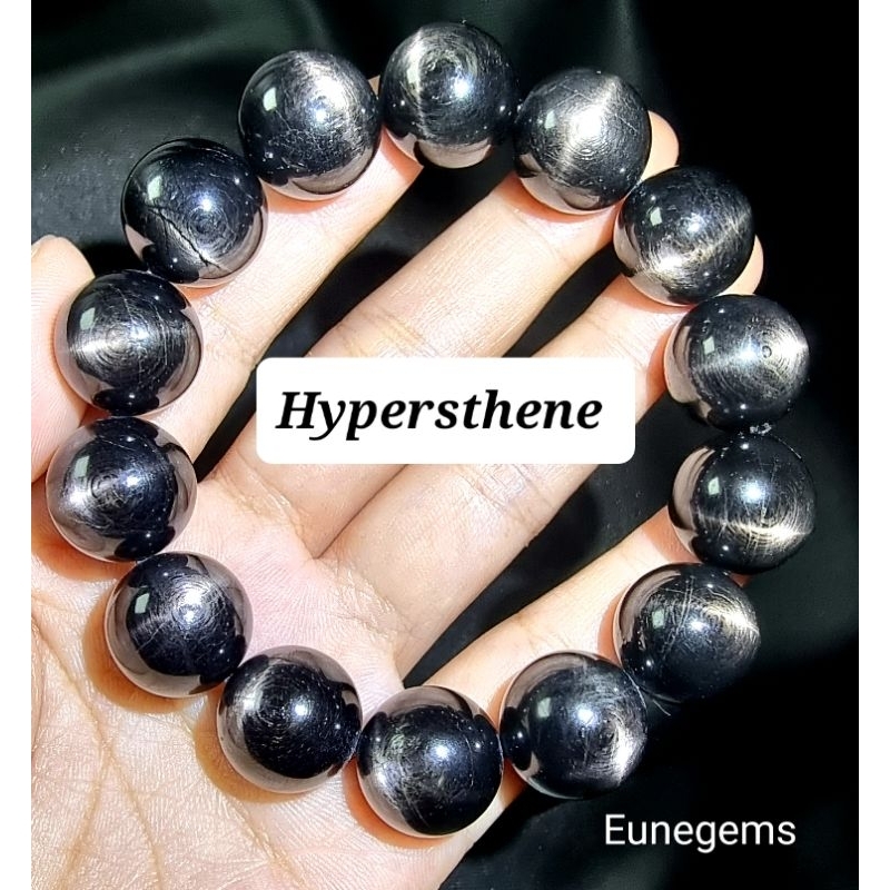 Eunegems Egypt Hypersthene bracelet High Quality 金运石辉石银线石 | Shopee Singapore