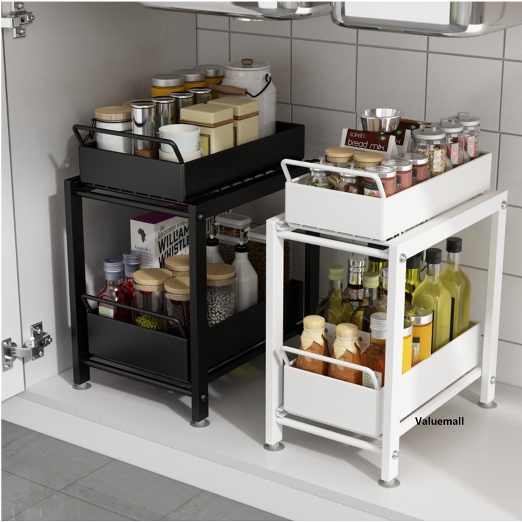 [SG SELLER] Under Sink Rack/ Kitchen Shelf Storage / Spice Organzier ...
