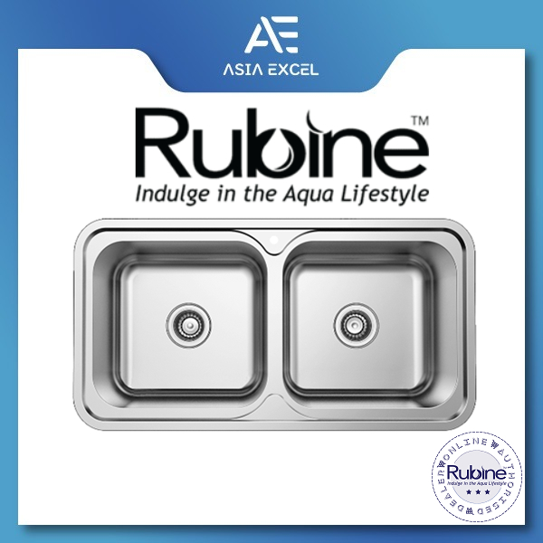 RUBINE JUX 620 102CM DOUBLE BOWL INSET STAINLESS STEEL KITCHEN SINK ...