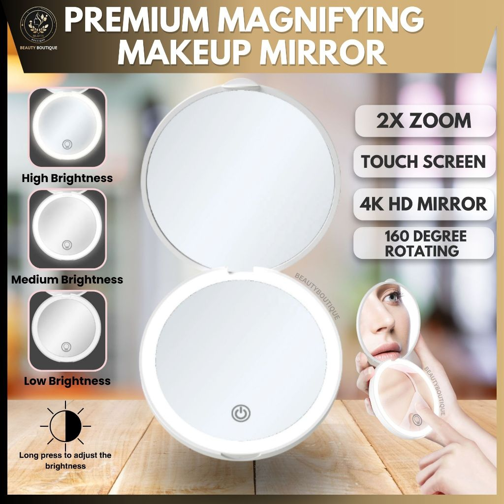 [ ️💖SG INSTOCK] Premium x2 Magnifying LED Makeup Mirror Small Light ...