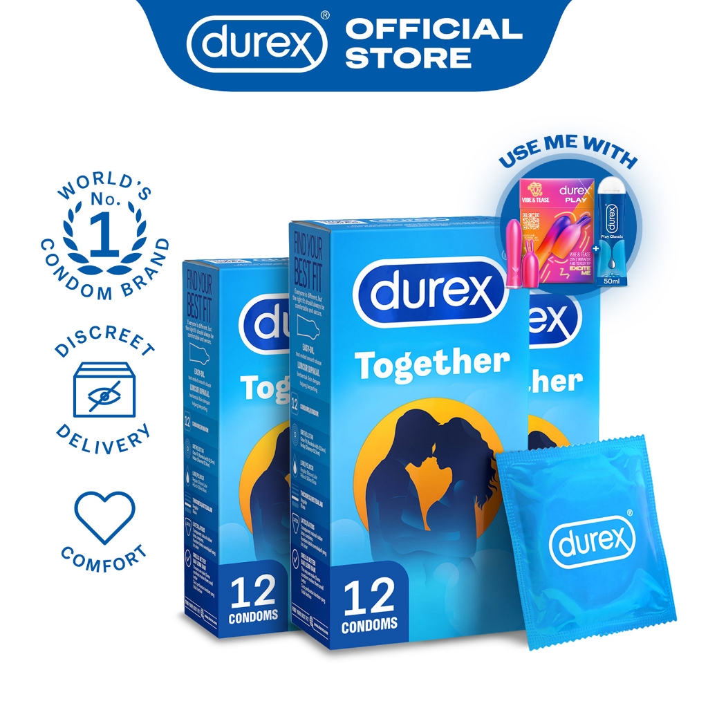 [Bundle of 3] Durex Together Condoms | Pack of 12 For Men | Regular 52 ...