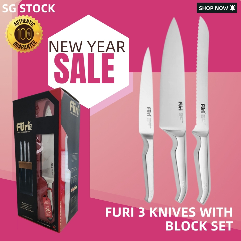 [SG Stock]Kitchen Knife Stainless Steel Furi Pro 4 Piece (3 Knives) Set ...