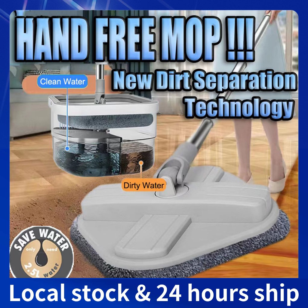 Spin Mop Set Bucket 360° Automatic Rotating Mop No Hand-Washing Lazy ...