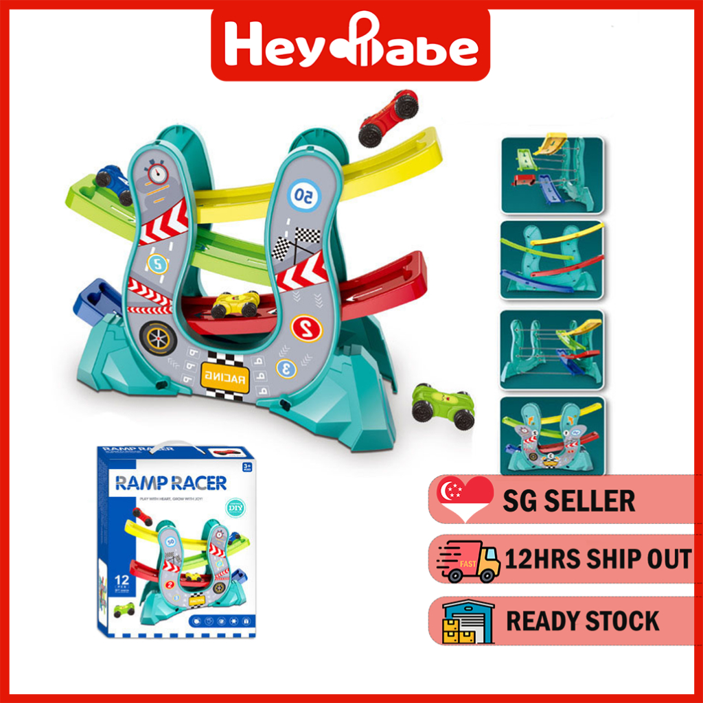 Ramp Racer toy for kids, baby. Toy vehicles racing with 4 mini cars ...