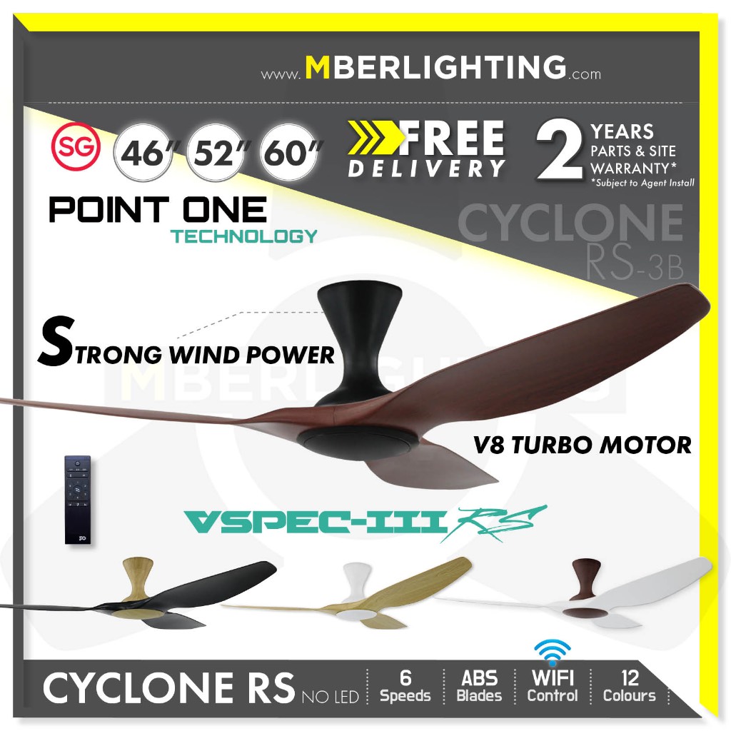 POINT ONE Cyclone RS 46/52/60" (No Light) VSPEC IV Smart Wi-Fi Ceiling ...
