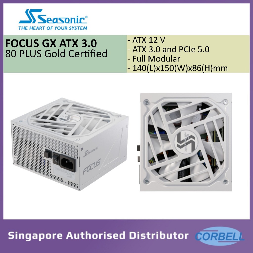 SEASONIC FOCUS GX ATX 3.0 White 80 Plus Gold PSU /Fully Modular /PCI-E ...