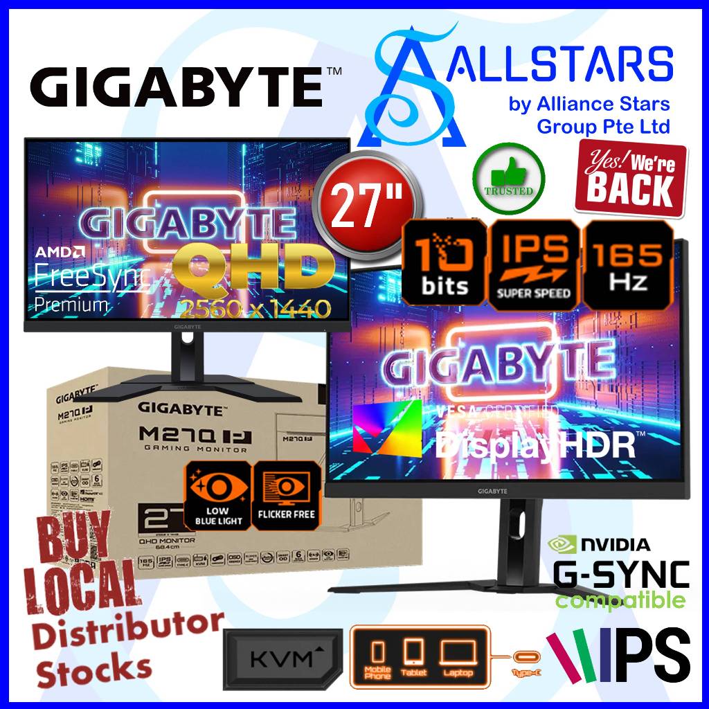 Gigabyte M27Q-P / M27Q P-EK IPS QHD Gaming Monitor / 2560x1440, 2K ...