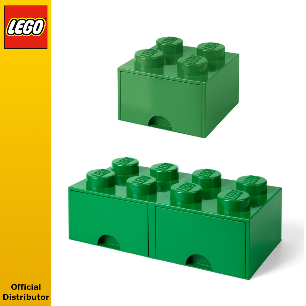 LEGO Storage Brick Drawer 4 Knobs + 8 Knobs Set of 2 (Green) | Shopee ...