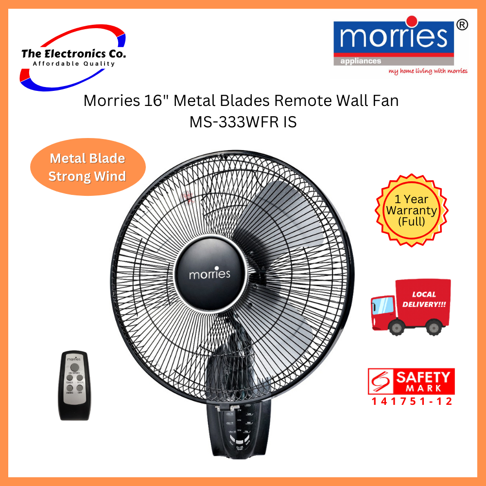 Morries 16" Metal Blades Remote Wall Fan MS-333WFR IS | Shopee Singapore