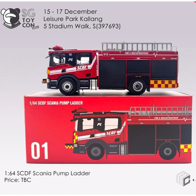 Blind Box System 1/64 Scale Singapore Fire Engine Scania Pump Ladder ...
