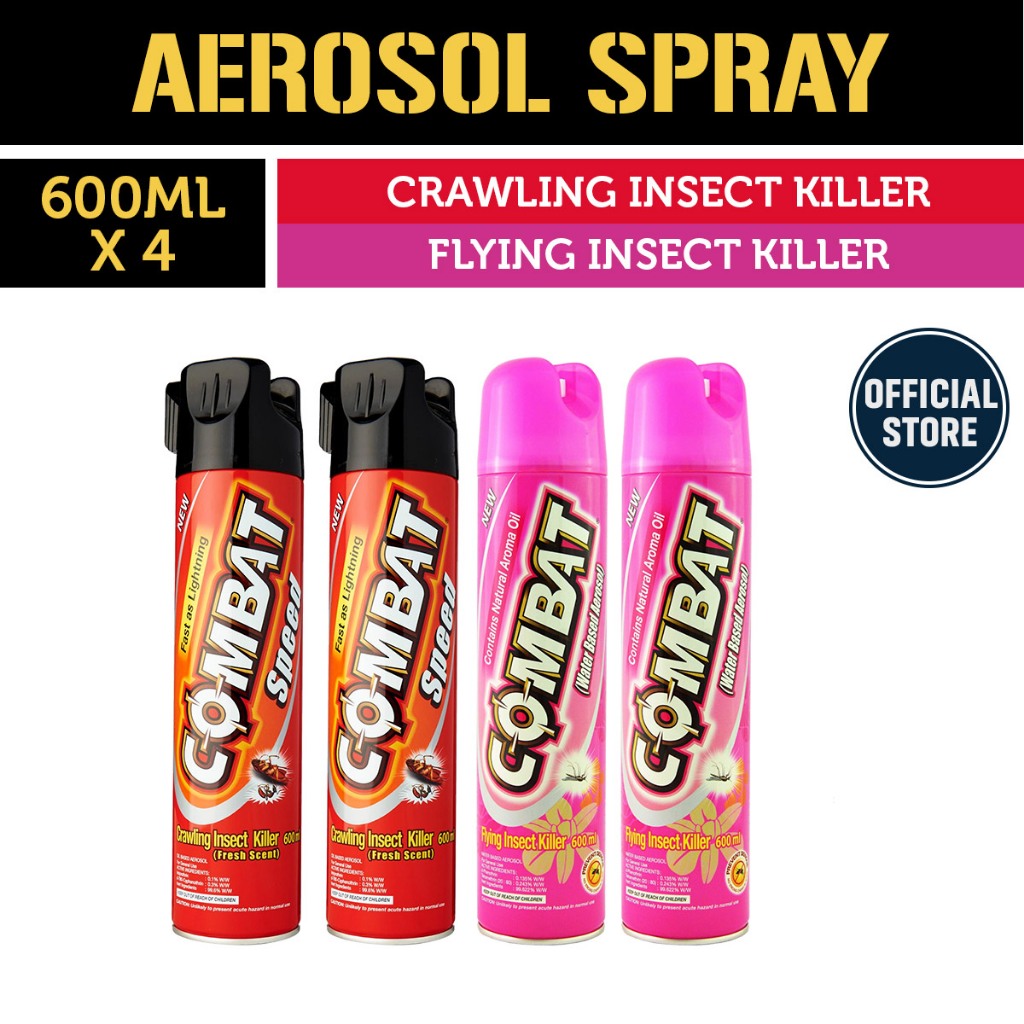 [Bundle of 4] 2 x Combat Speed Crawling Insect Killer Aerosol Spray + 2 ...