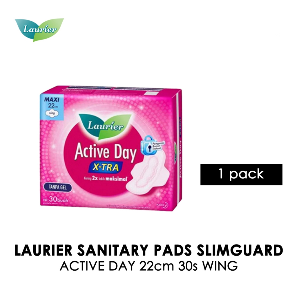 Laurier [1 pack] Sanitary Pads Active Day 22cm/25cm - Wing/NO Wing ...