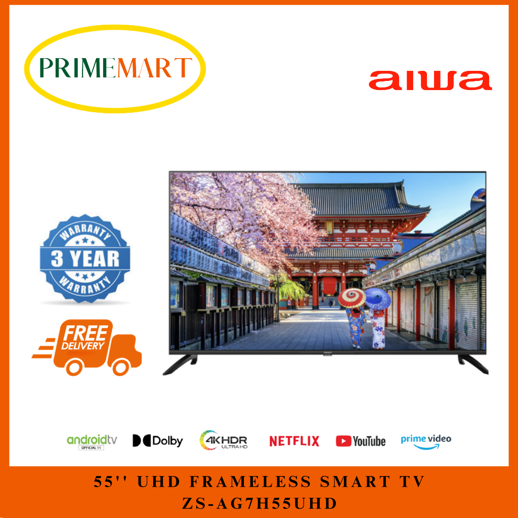 AIWA ZS-AG7H55UHD Z SERIES 55" LED UHD ANDROID 11 FRAMELESS SMART TV ...