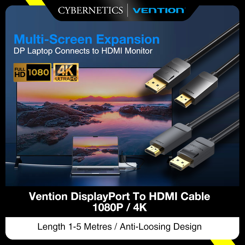 Vention DP To HDMI Cable 4K 1080P HDMI Displayport Cable | Shopee Singapore