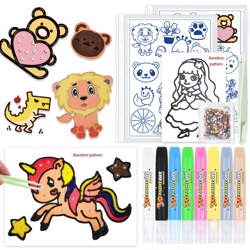 Kids No-bake Glue Tempera Painting 3D Cartoon Drawing Sticker Toy ...