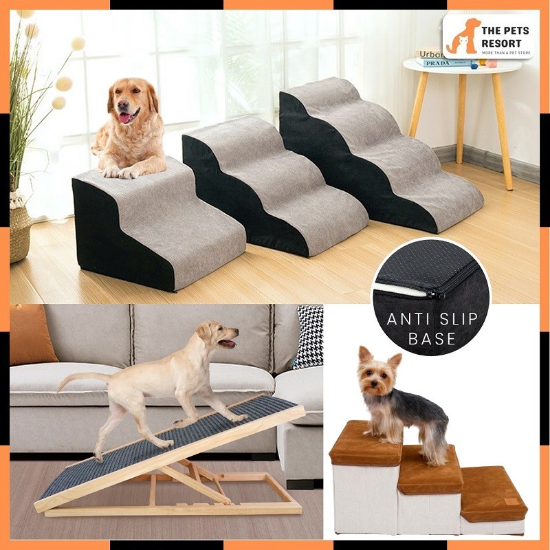 Solid Wood Dog Stair Steps Adjustable Pet Dog Ladder Sponge Dog Slope ...