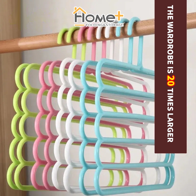 (HOME+) 5 Layer Hanger multi purpose hanger Towel Pants Holder Wardrobe ...