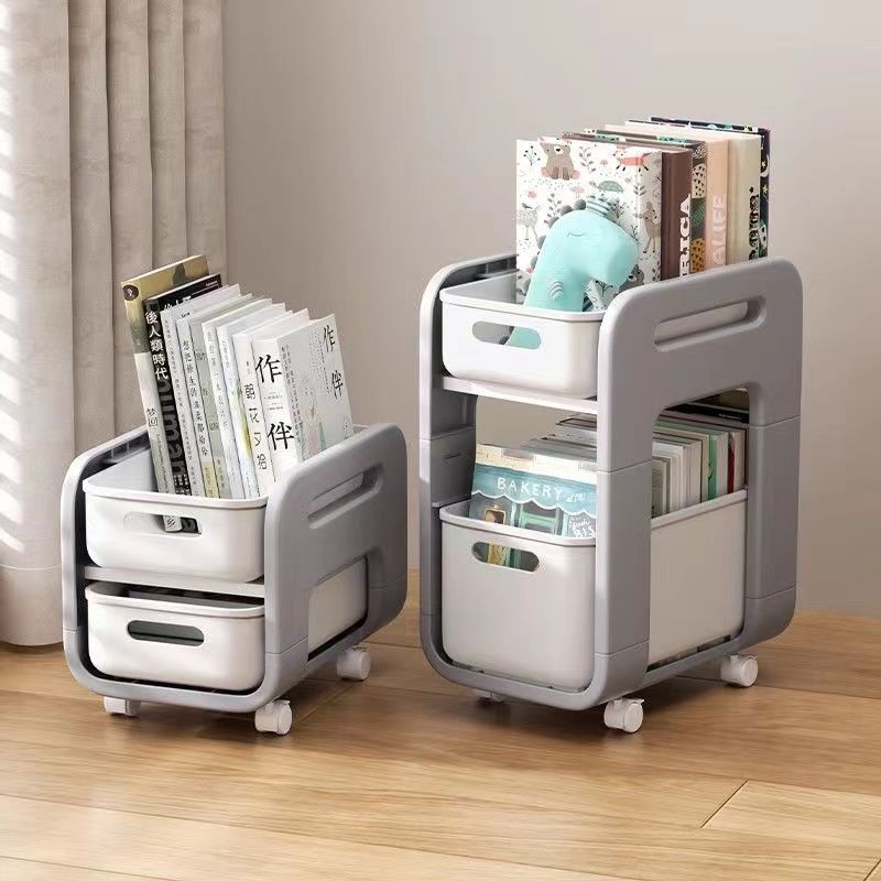 【SG STOCK】Double decker trolley storage rack Office book and snack ...