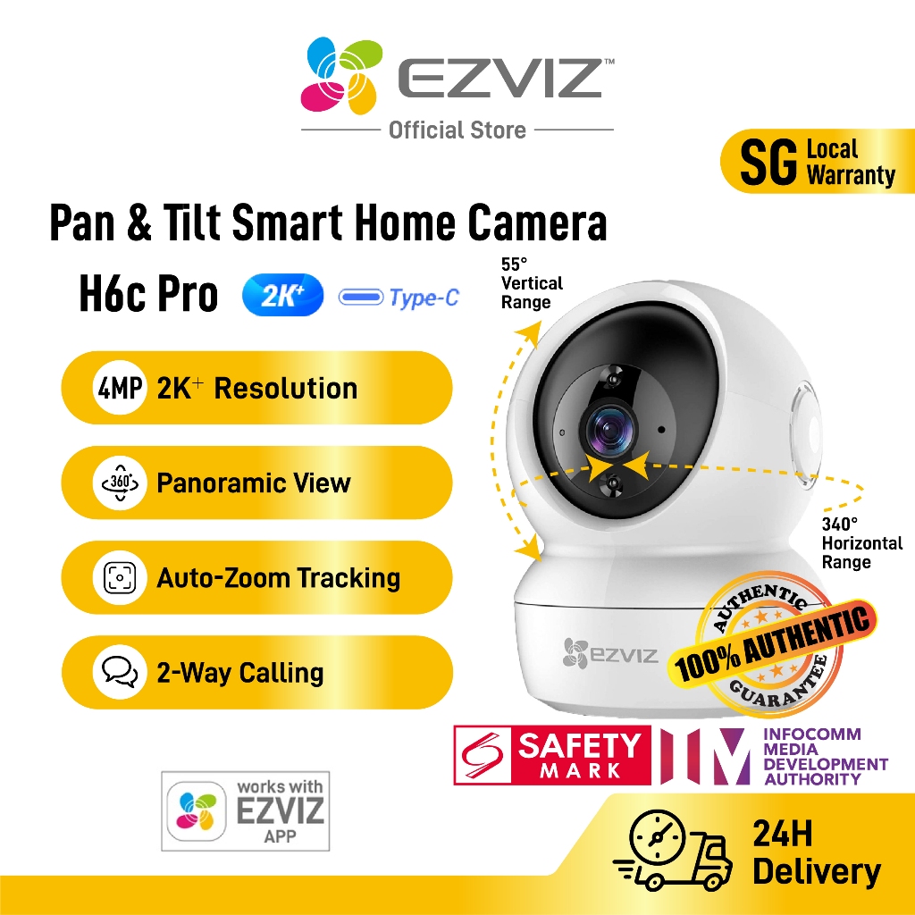 [SG Warranty] Ezviz H6c pro 2k+ 4mp WiFi CCTV 360° Pan&Tilt Indoor ...