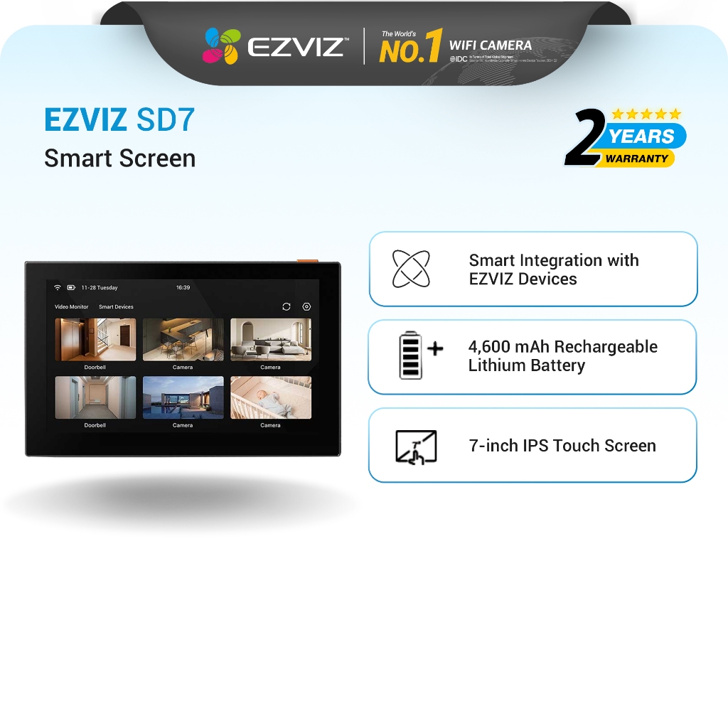 EZVIZ SD7 Smart Screen Viewer 7 inch Monitor Camera Night Vision ...