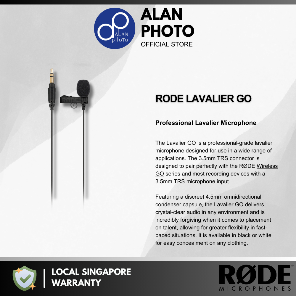Rode Lavalier GO Omnidirectional Lavalier Microphone for Wireless GO Systems | Shopee Singapore