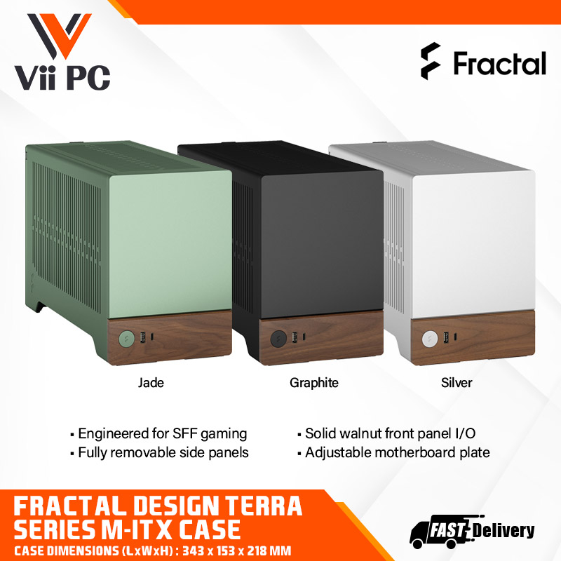 Fractal Design Terra Graphite / Silver / Jade mITX Desktop Case Chassis ...