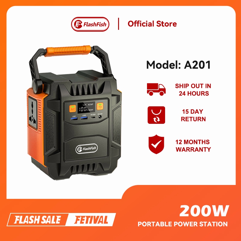 Flashfish 200W 172Wh Portable Power Generator 48000mAh Power Station ...