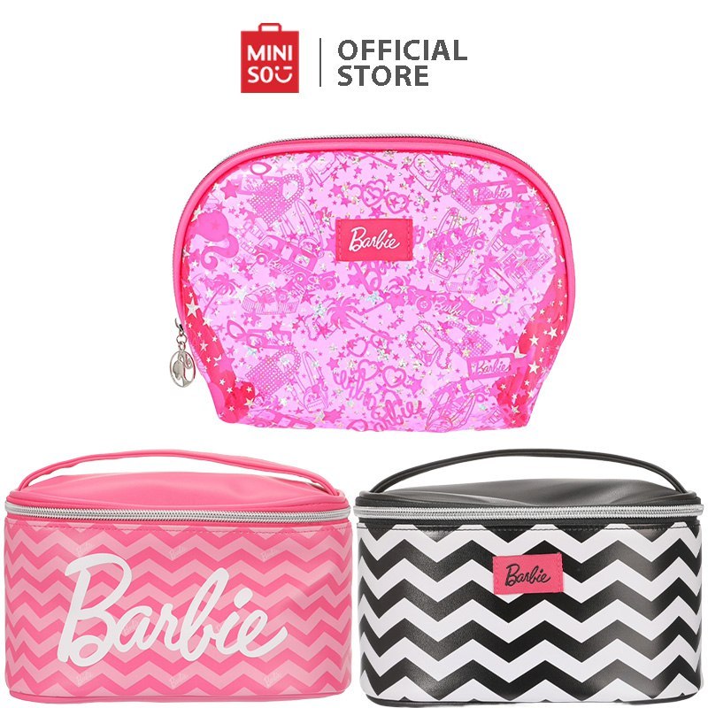 MINISO Barbie Collection Barrel Cosmetic/Translucent Bag(Rose Red,Black ...
