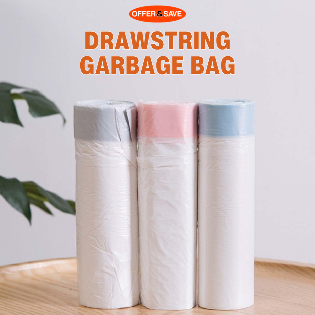 PINTU Drawstring Trash Bag / Garbage Bag / Bin Liners - 3 Rolls x 20 ...