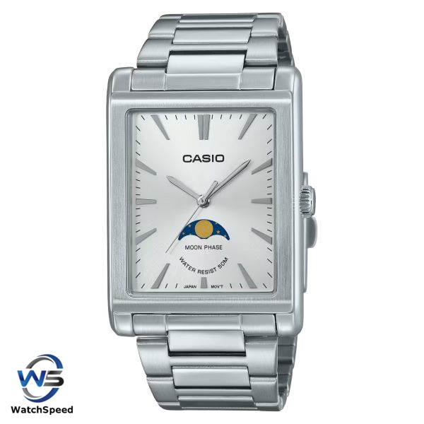 Casio MTP-M105D-7A MTP-M105D White Moon Phase Rectangular Dial Watch ...