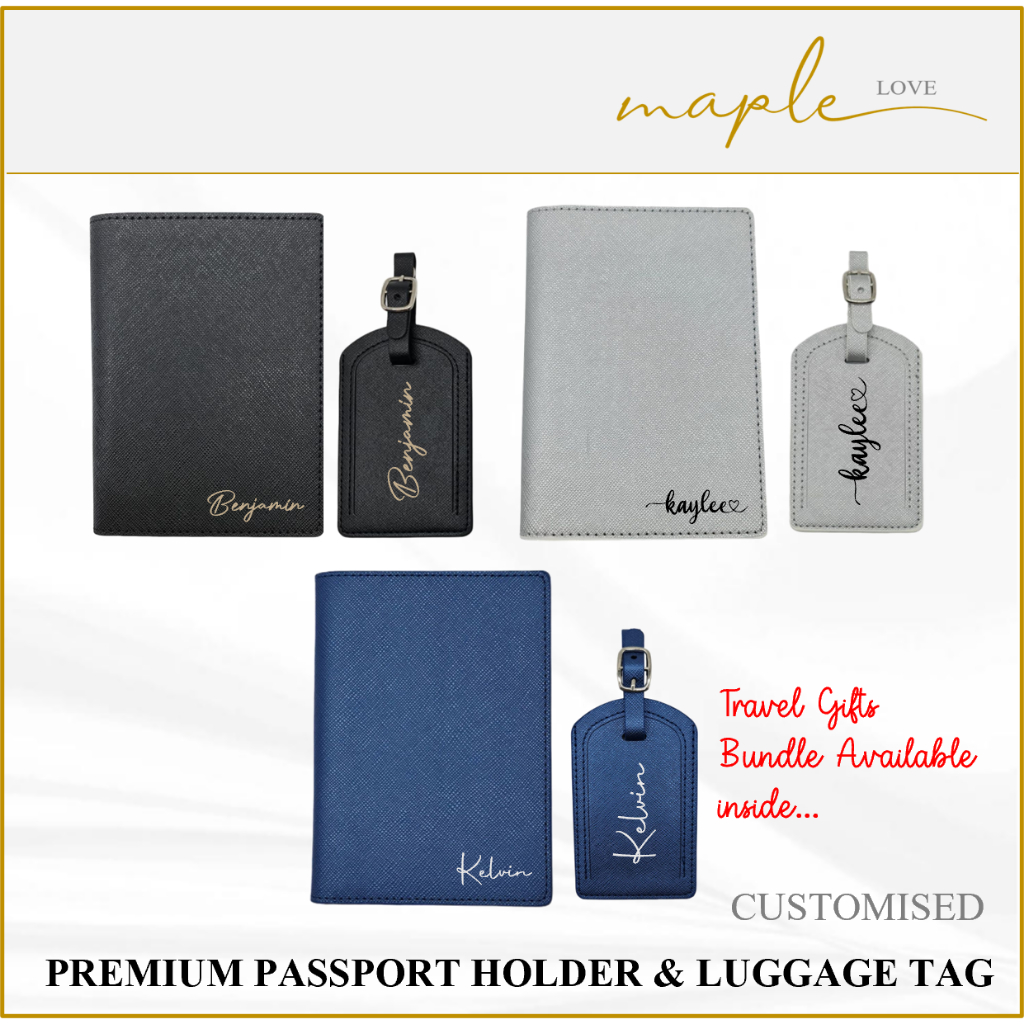 [SG Ready Stock] Customised | Personalised Name SAFFIANO PU Leather Luggage Tag And Passport ...