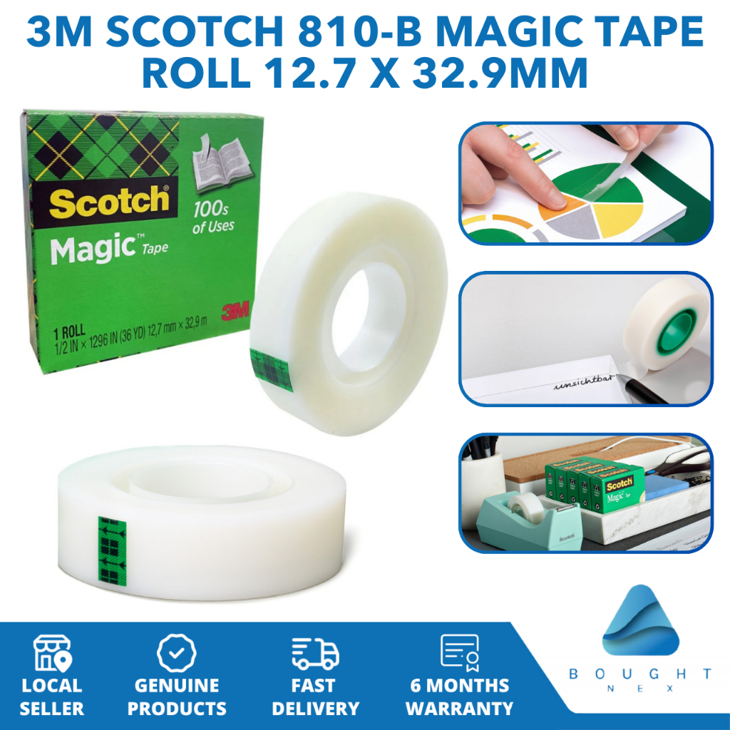 3M Scotch 810-B Magic Tape - 12.7 x 32.9mm, Invisible Matte, Photo Safe ...