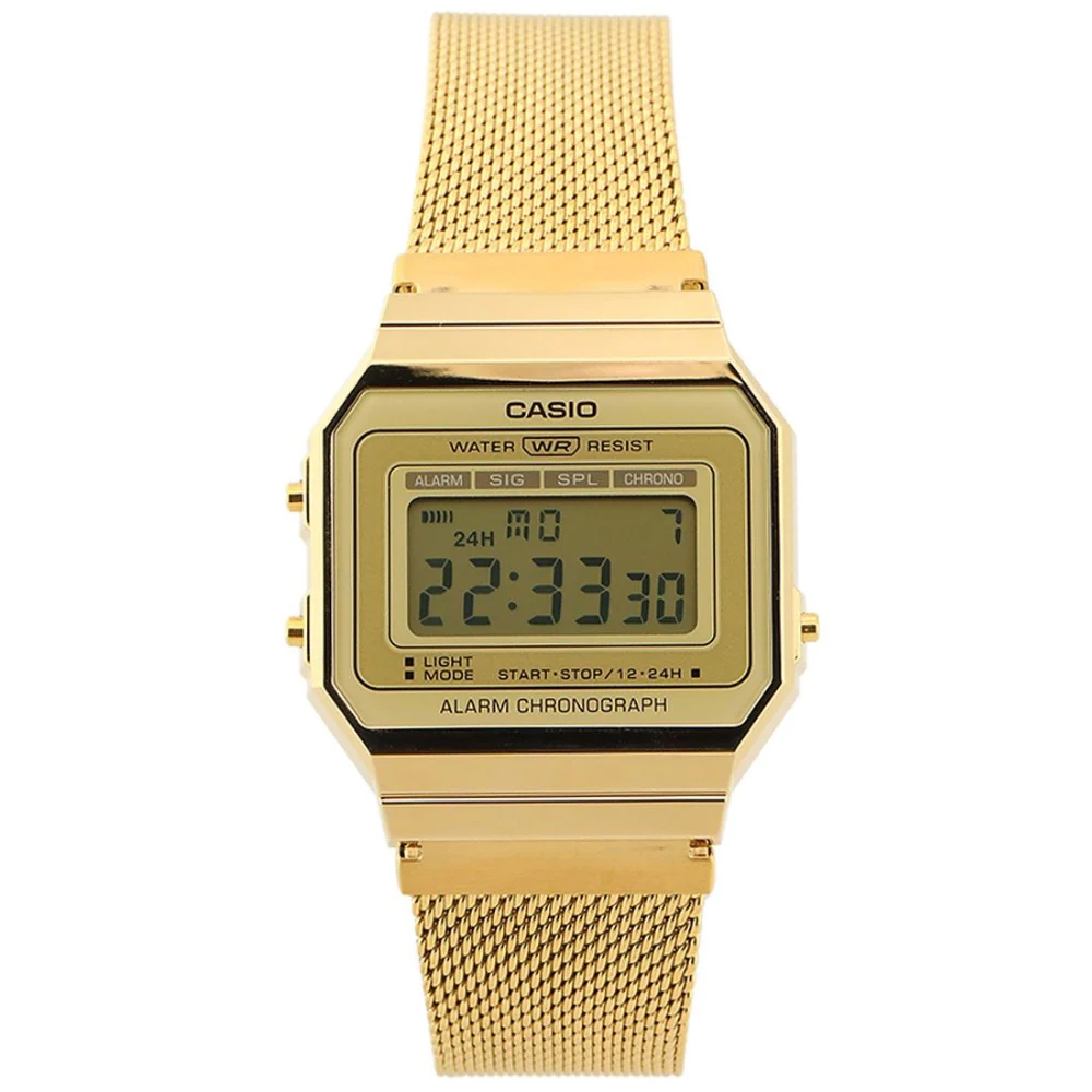 Casio Vintage Digital Gold Plated Mesh Strap Watch A700WMG-9ADF ...