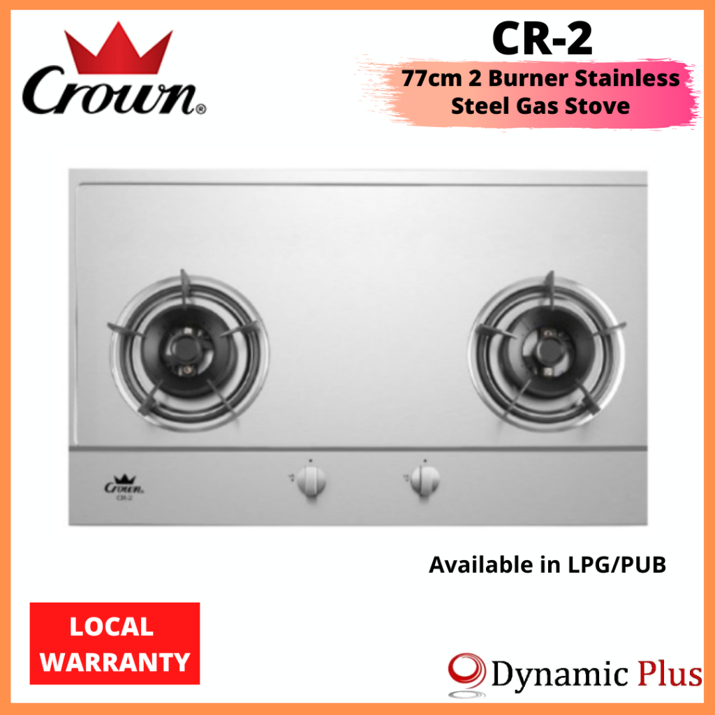 Crown CR-2 77cm 2 Burner Stainless Steel Gas Stove | Shopee Singapore