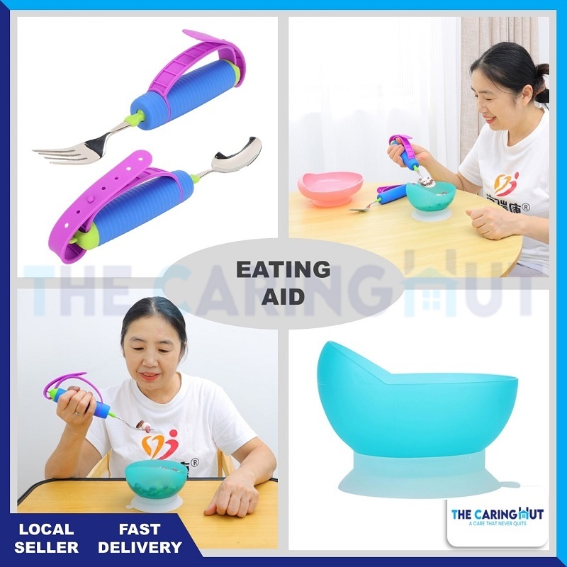 🏅Eating Aid Cutlery for Elderly 360° Rotating Swivel Spoon Fork ...
