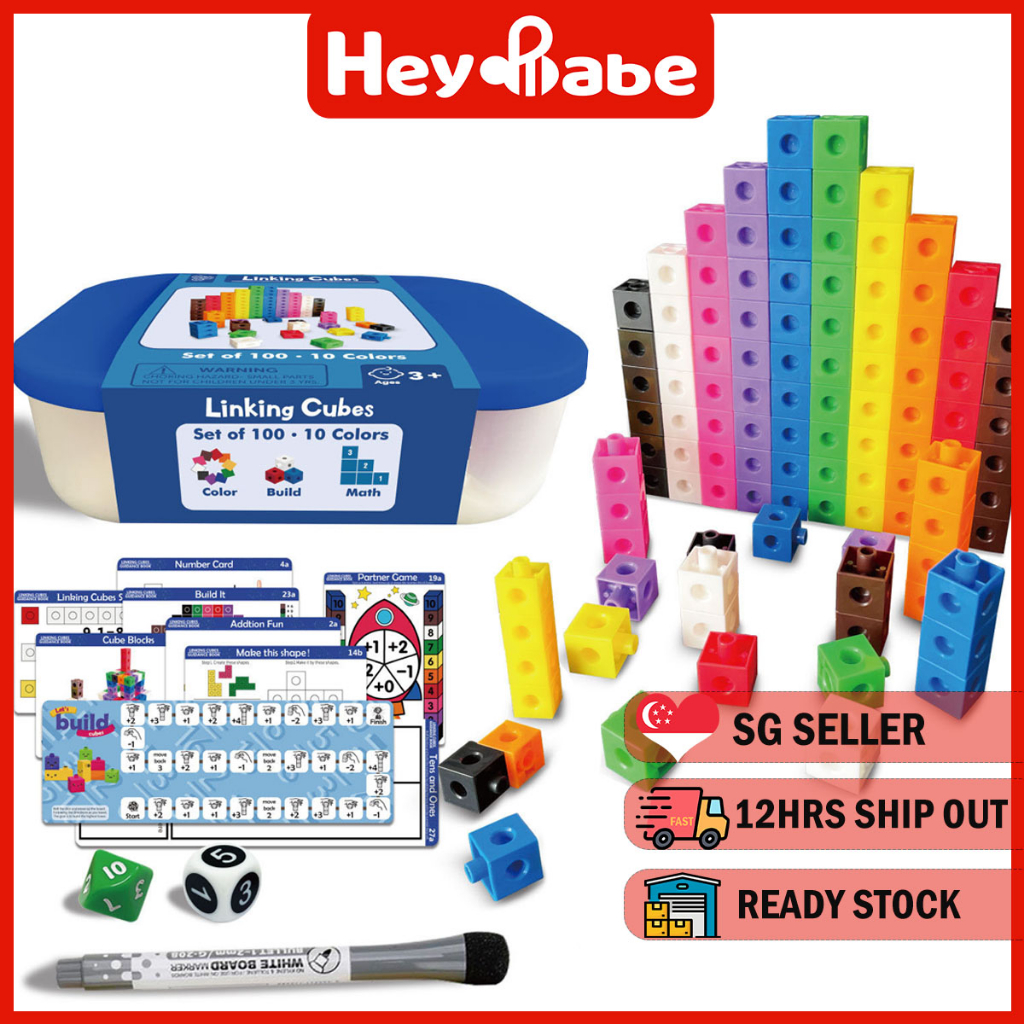 【Early Education】100pcs Linking Math Cube Set, Number blocks,Color ...