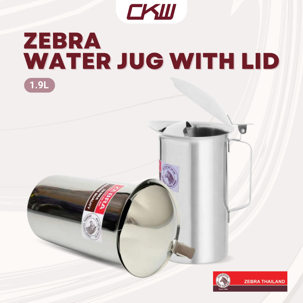 Zebra 1.9L Water Jug with Lid, Stainless Steel [ SUS 304 Food Safe ...
