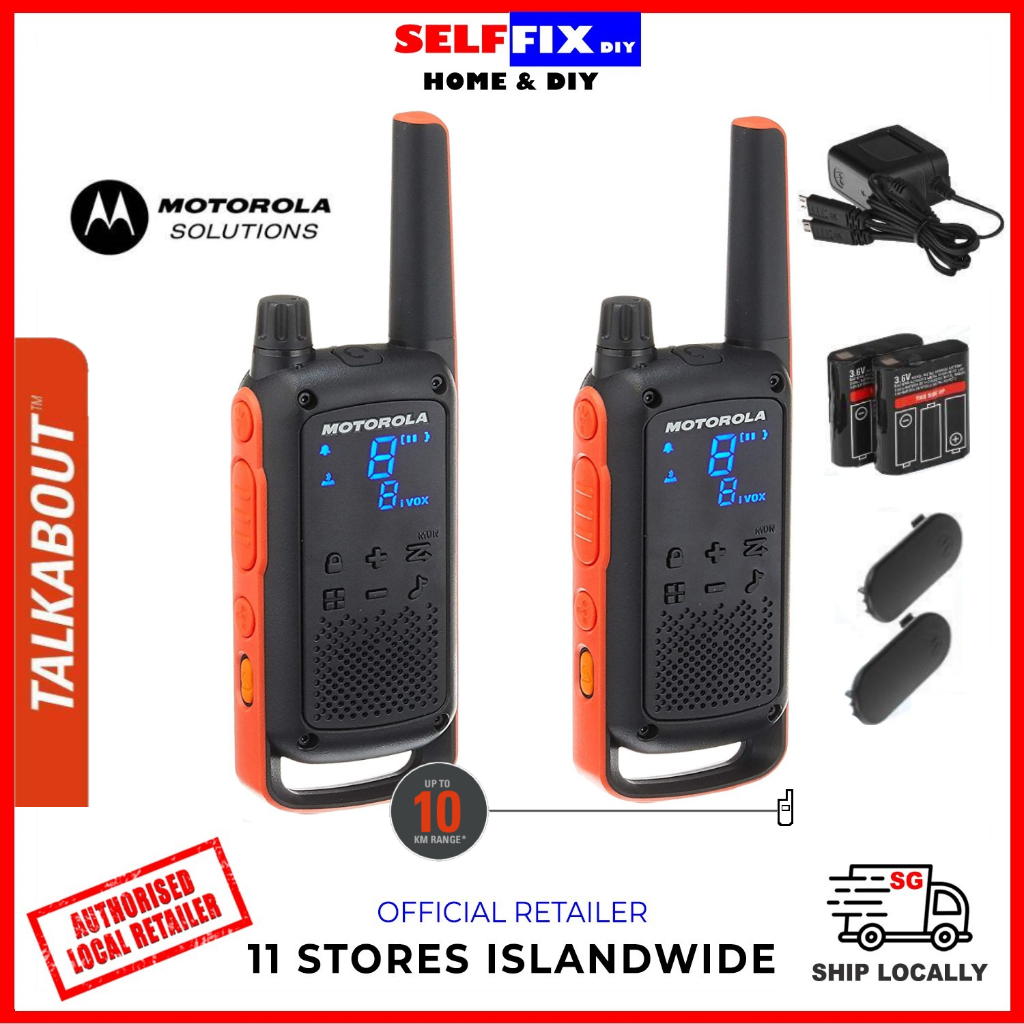 Motorola Talkabout T82 Walkie Talkies Twin Pack - Up To 10Km Range / Splash Proof / Easy Pairing ...