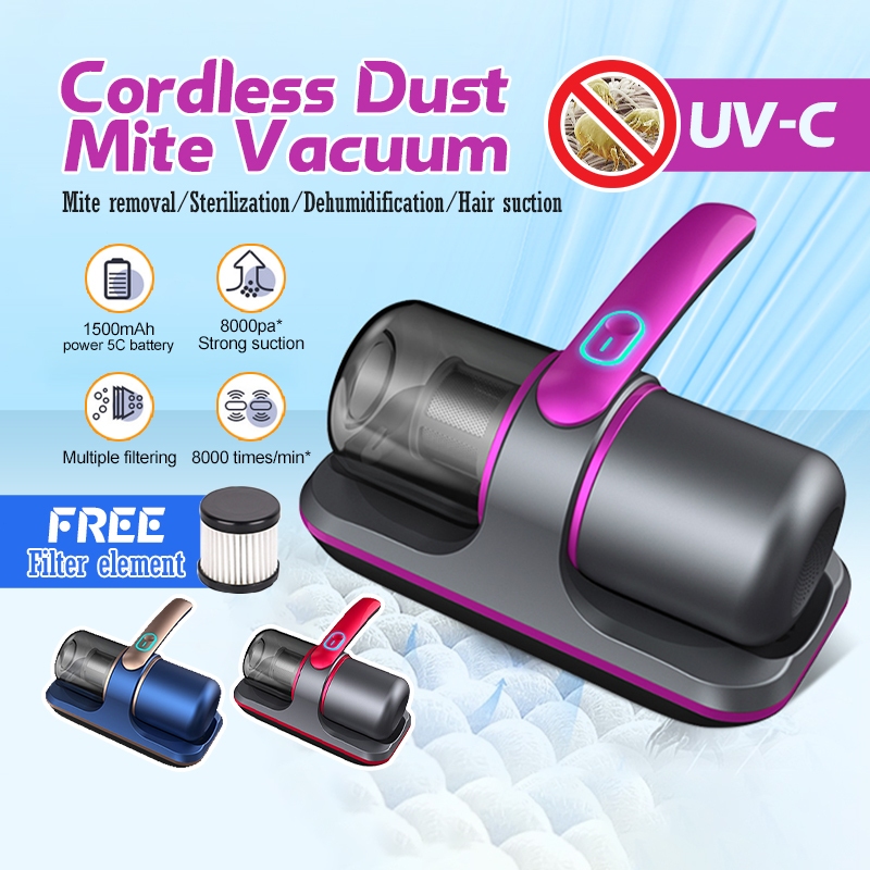 8000PA Cordless Dust Mite Remover Vacuum Handheld Wireless Dust Mite ...