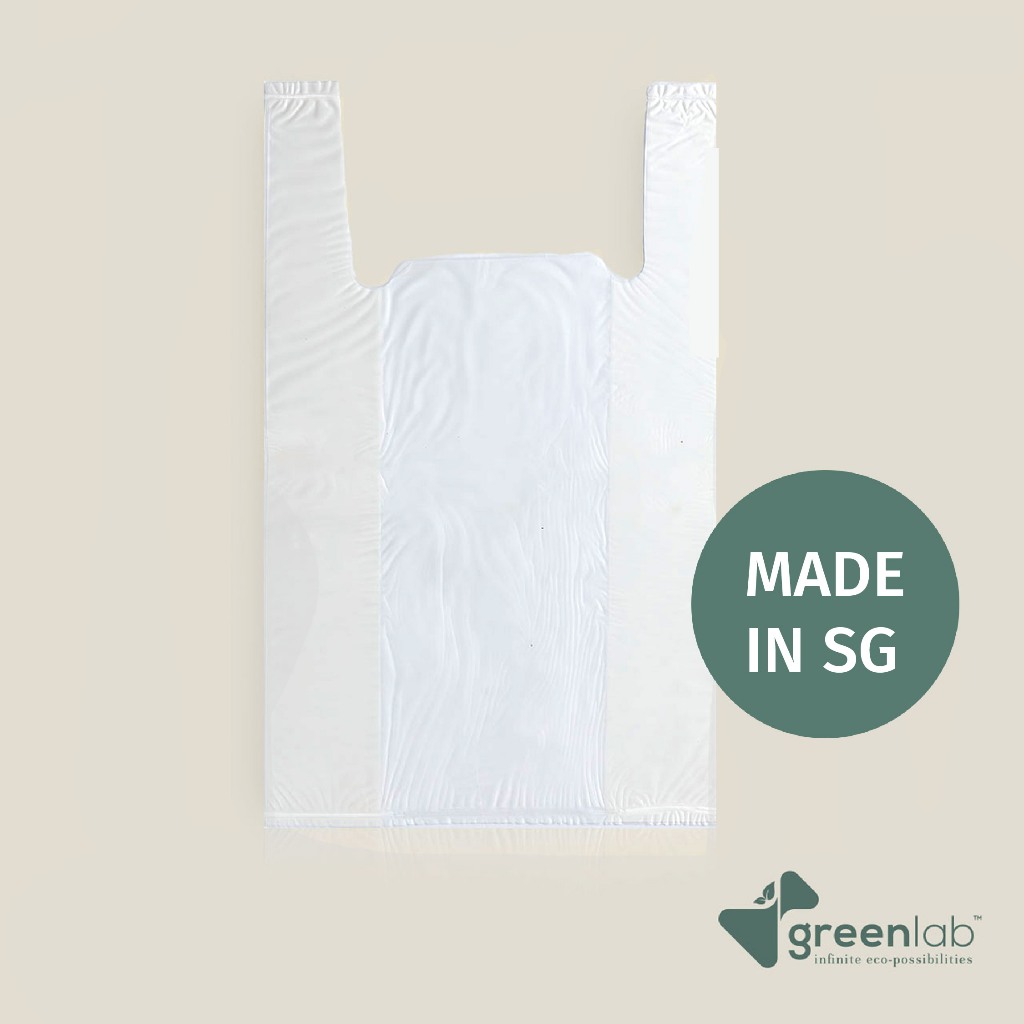 [Bulk 50PCS] Biodegradable Cassava T-shirt Handle Bag | White | Grocery ...