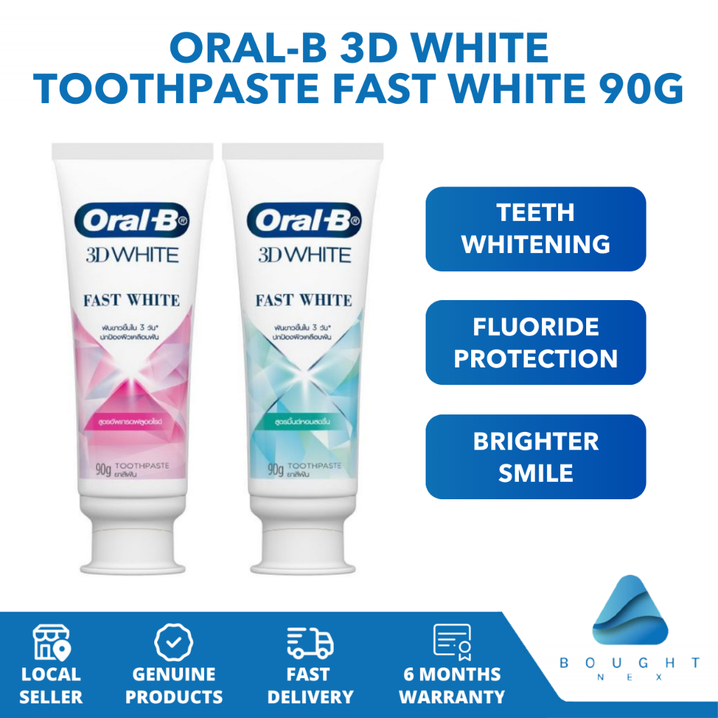 Oral-B 3D White Toothpaste Fast White 90g - Fluoride Mint Whitening ...