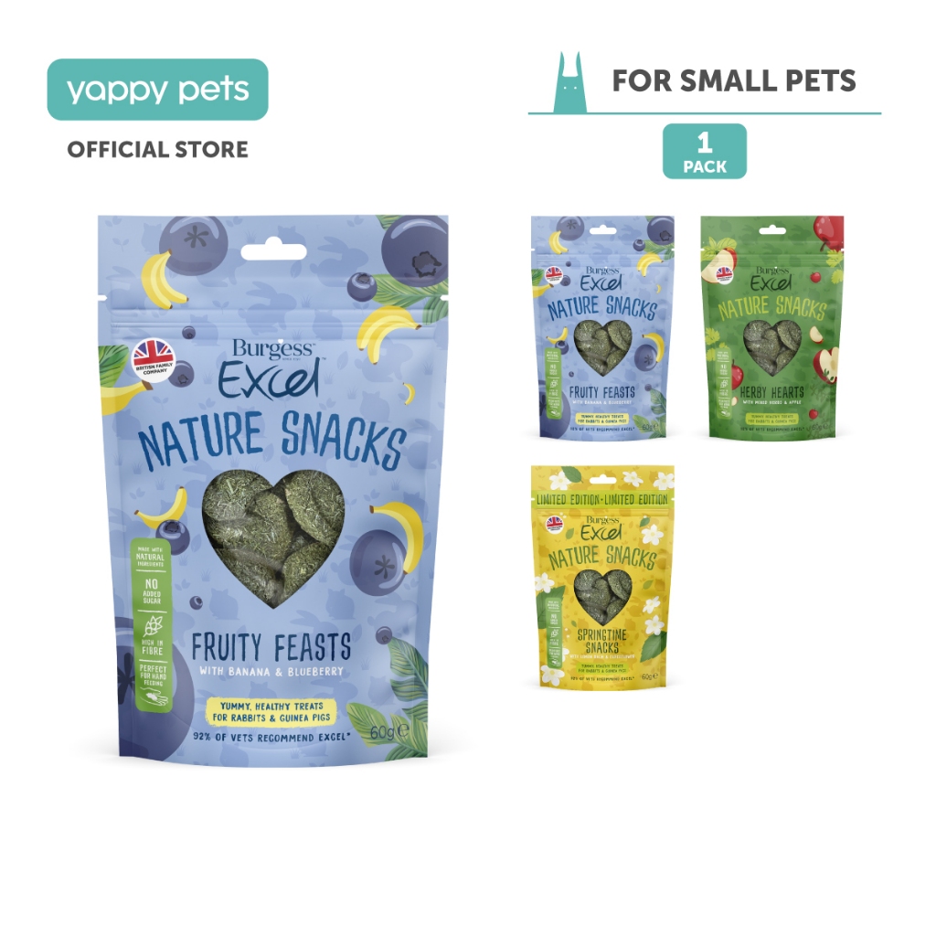 Burgess Excel Nature Snacks Baked Treats 60g | Rabbit Treats, Guinea ...