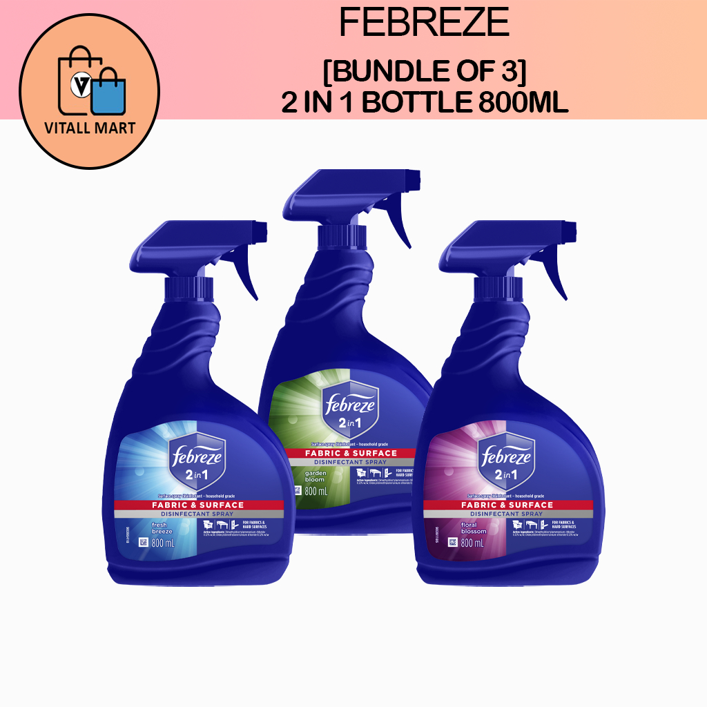 [Bundle Of 3] Febreze 2-in-1 Antibacterial Disinfectant Spray 800ML ...
